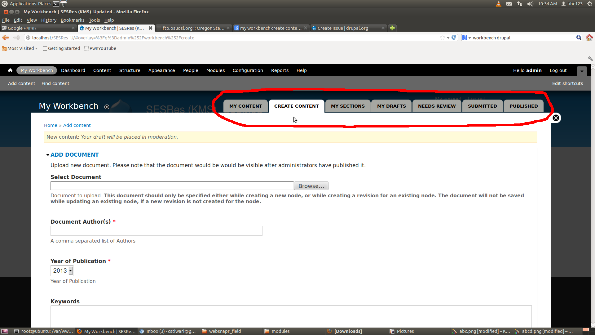 My workbech Tab Redirection [#1960852] | Drupal.org